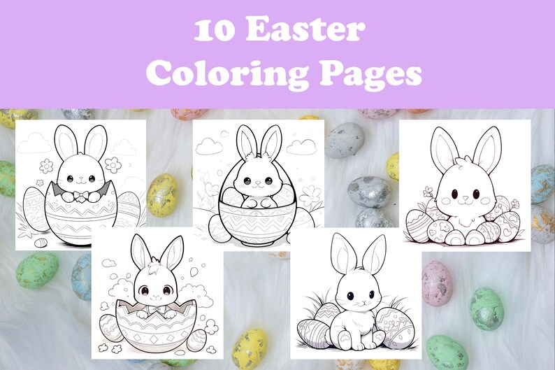 10 Easter Coloring Pages | Printable Instant Download | 10"x10" Zip ...