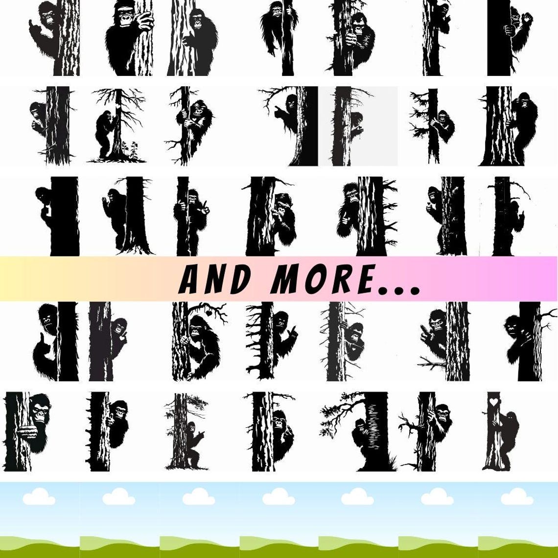 Peeking Bigfoot SVG Bundle: Sasquatch Forest Monster Clipart for Cricut ...
