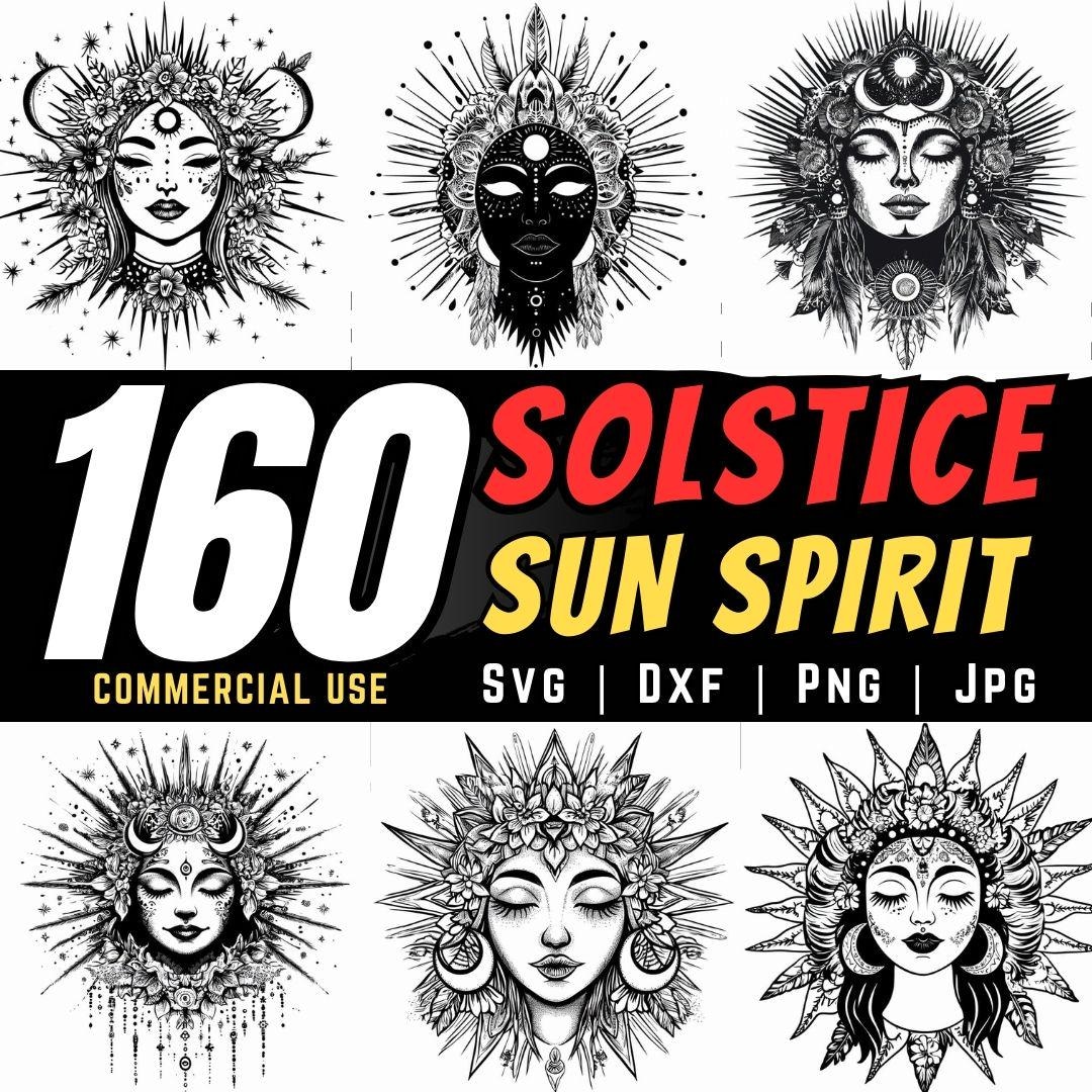Solstice Sun Goddess Bundle | Celestial Face Clipart | Boho SVG PNG ...