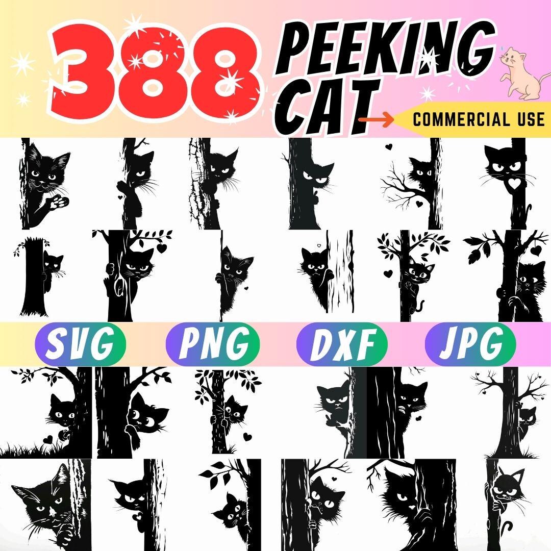 Peeking Cat SVG PNG JPG Dxf Bundle for Cricut Sublimation, Funny Cat ...