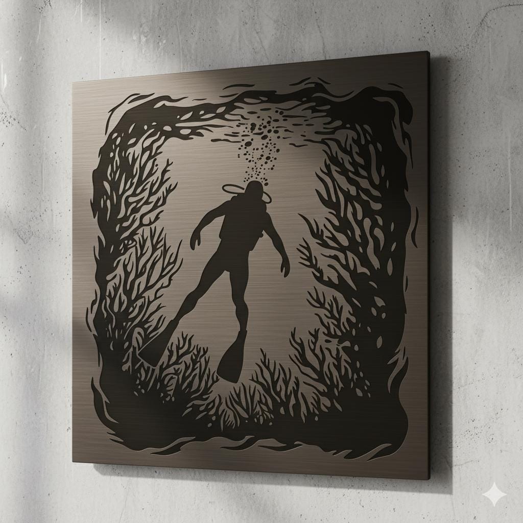 Scuba Diver Laser Engraving Bundle | Ocean Diving Silhouette ...