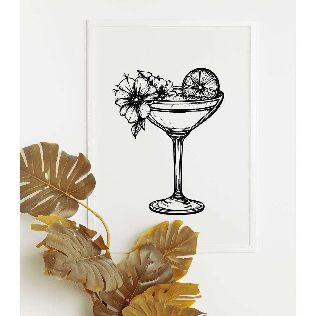 Cocktail Drink Clipart Bundle SVG PNG JPG Dxf, Tropical Bar Glass Clip ...