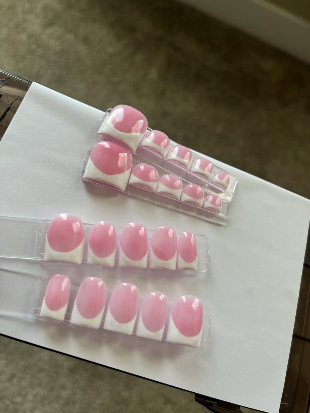 Classy Short Square Acrylic French Tip Press Ons Toes and Nails Set - Etsy