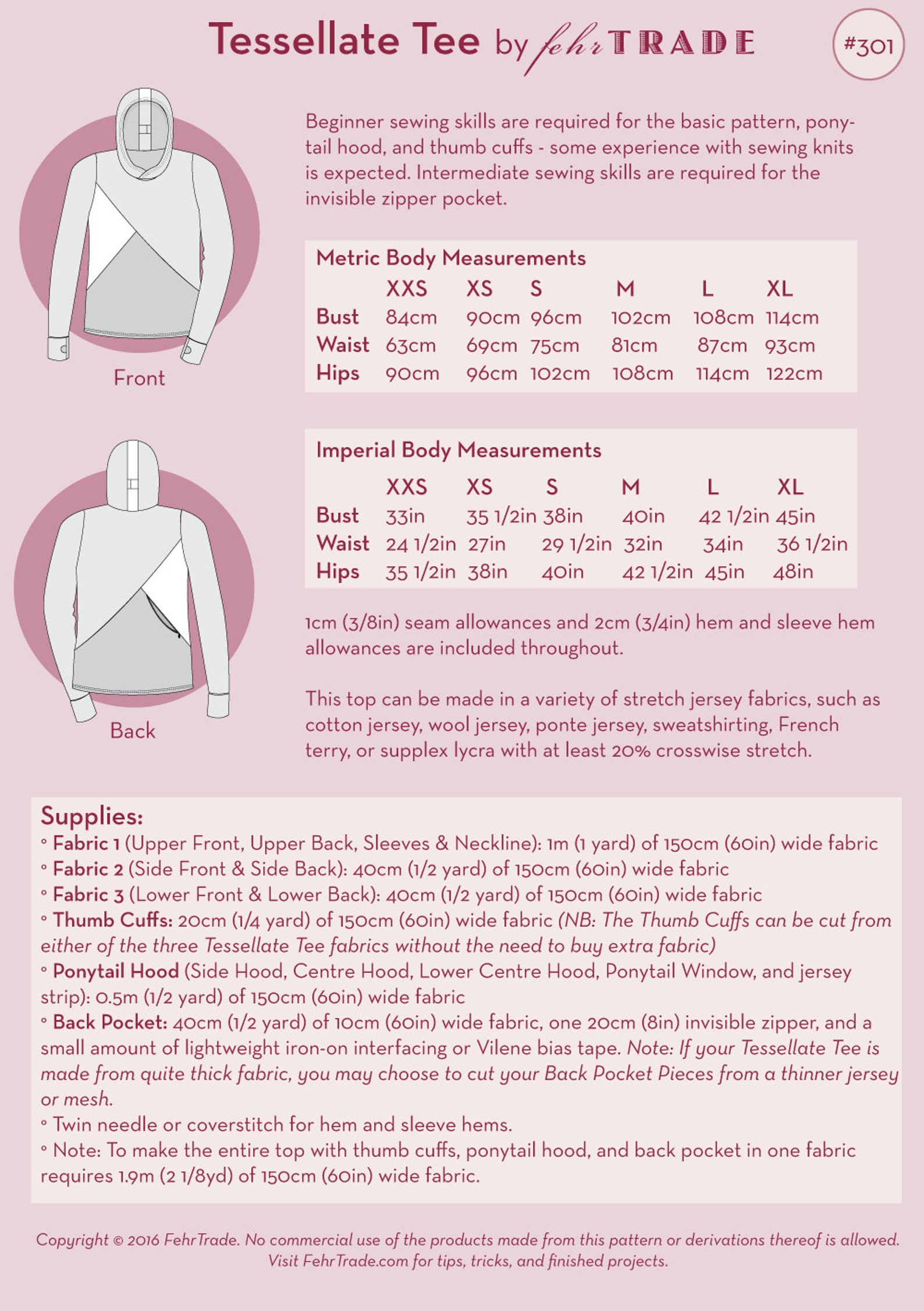 Tessellate Tee - PDF Sewing Pattern for Exercise or Casualwear With ...