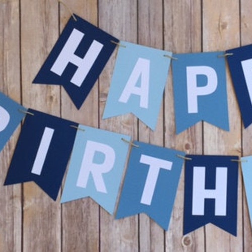 Blue Happy Birthday Banner 1st Birthday Boy Banner Little - Etsy