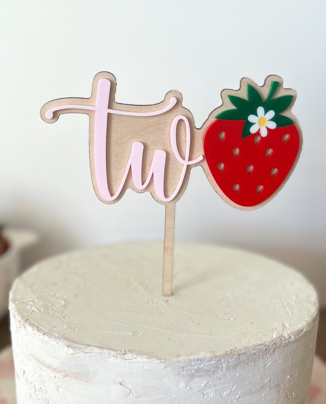 TWO Strawberry Cake Topper | Two Sweet Birthday | Strawberry Birthday ...