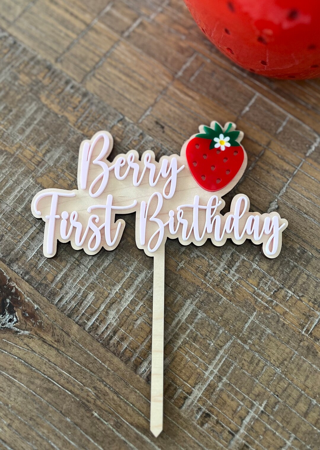 Berry First Birthday Strawberry Cake Topper | Berry First Birthday ...
