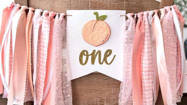 ONE Sweet Peach High Chair Banner | Peach and Gold Banner | First ...