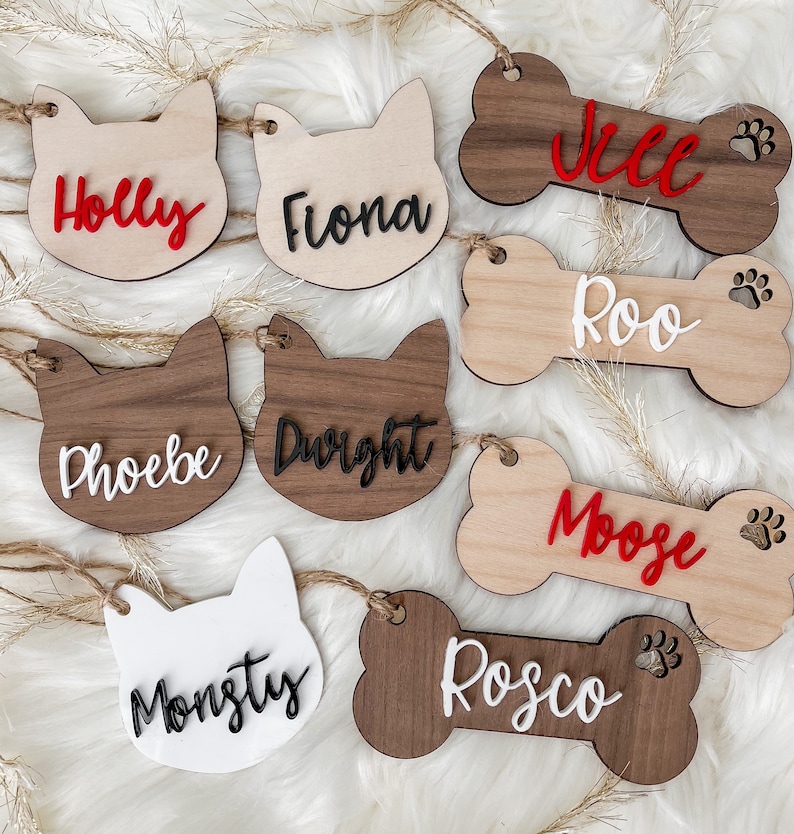 Personalized Dog Bone Cat Ornament Stocking Tag Custom Dog - Etsy