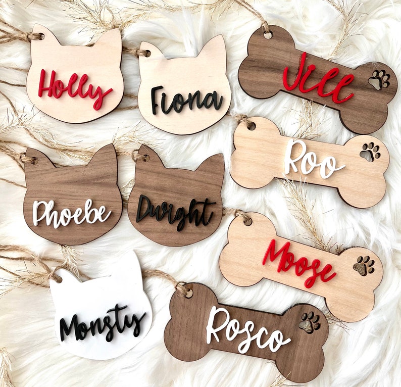 Personalized Dog Bone Cat Ornament Stocking Tag Custom Dog - Etsy
