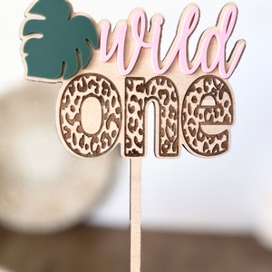 WILD One Cake Topper | Wood Wild One Cake Topper | Pink Leopard Cake ...