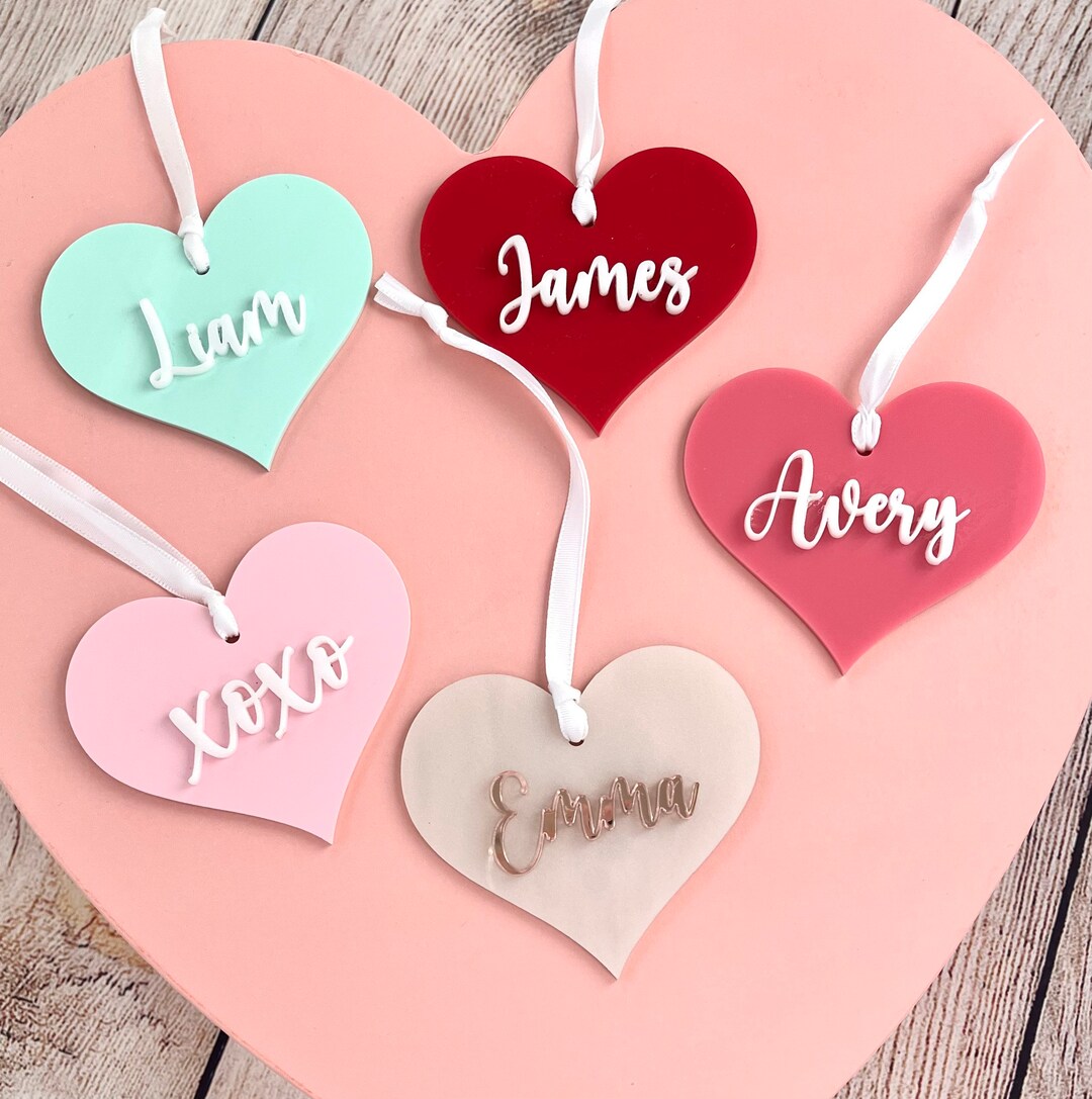 Valentine's Day Name Tags / Acrylic Valentine Heart Name Tags ...