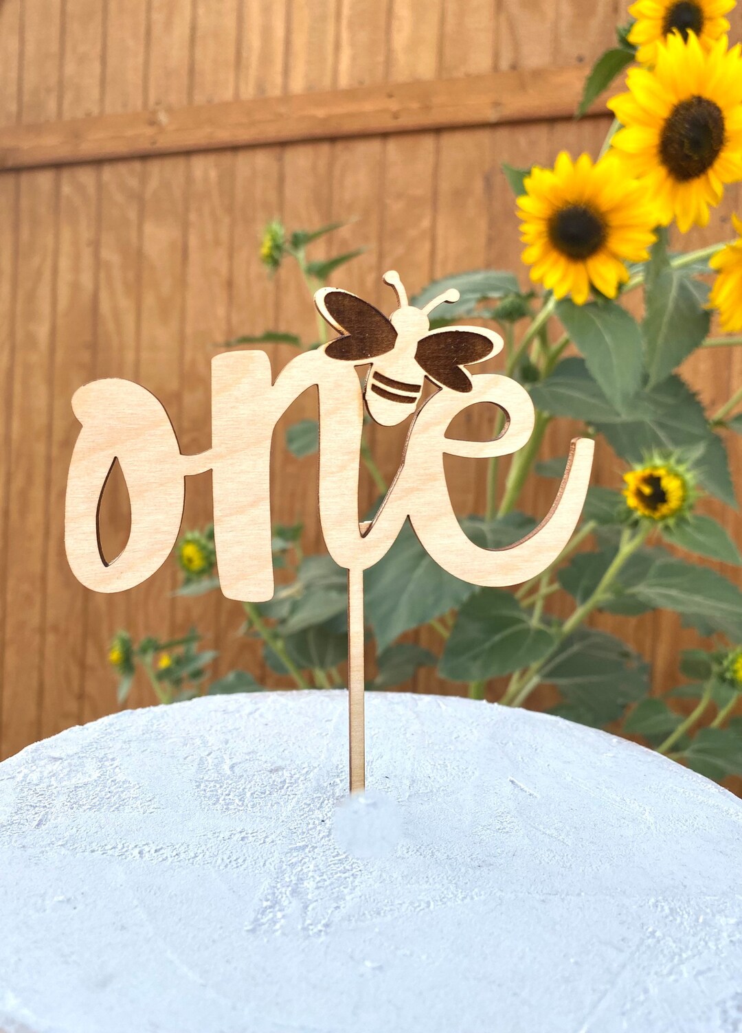 BEE One Cake Topper | Wood 1st Birthday Cake Topper | Hapbee Happy Bee ...