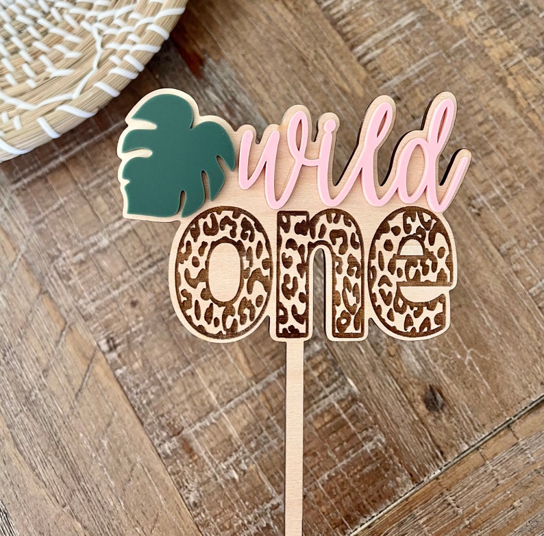 WILD One Cake Topper | Wood Wild One Cake Topper | Pink Leopard Cake ...
