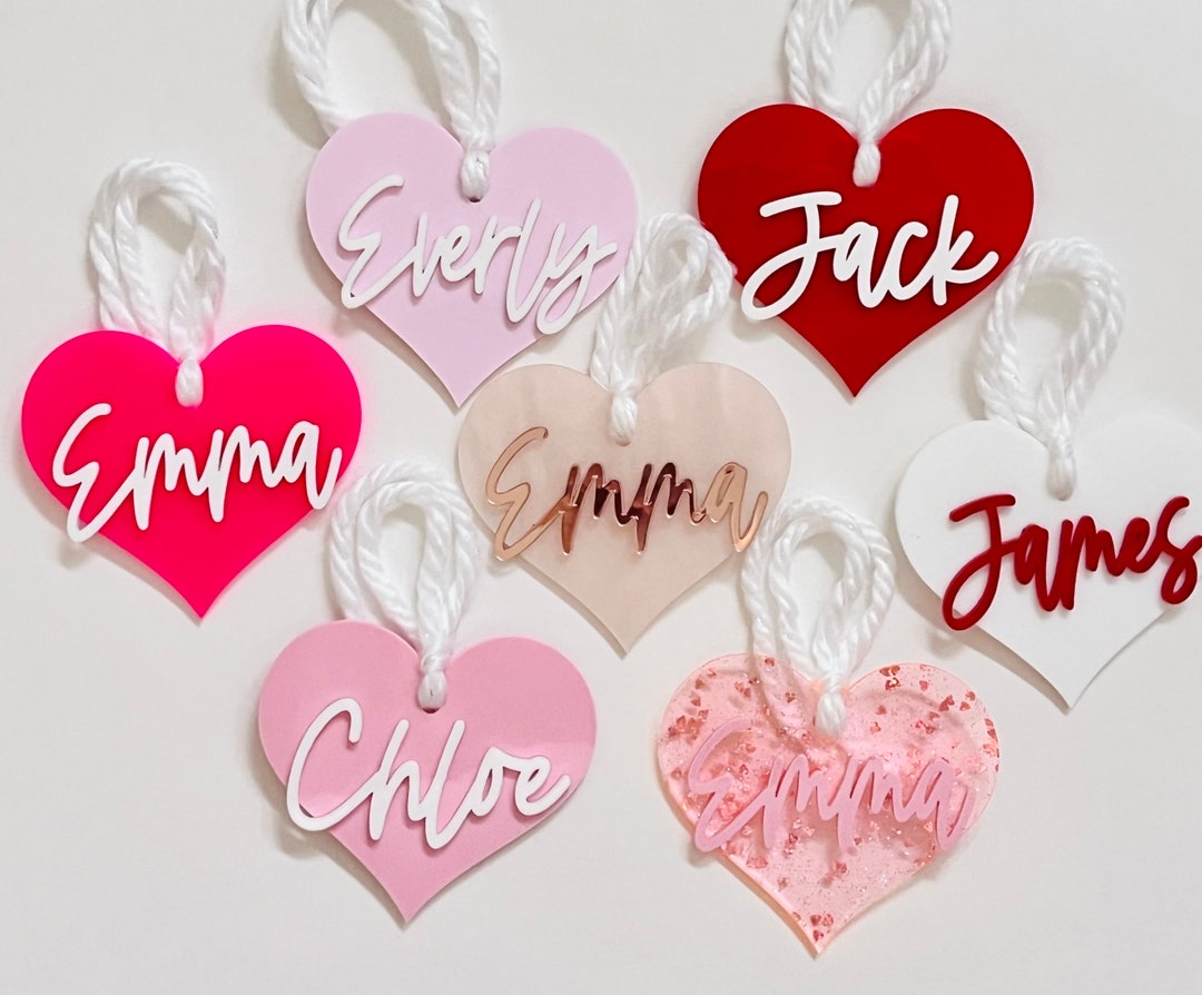 Valentine's Day Name Tags / Acrylic Valentine Heart Name Tags ...