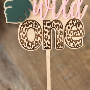 WILD One Cake Topper | Wood Wild One Cake Topper | Pink Leopard Cake ...