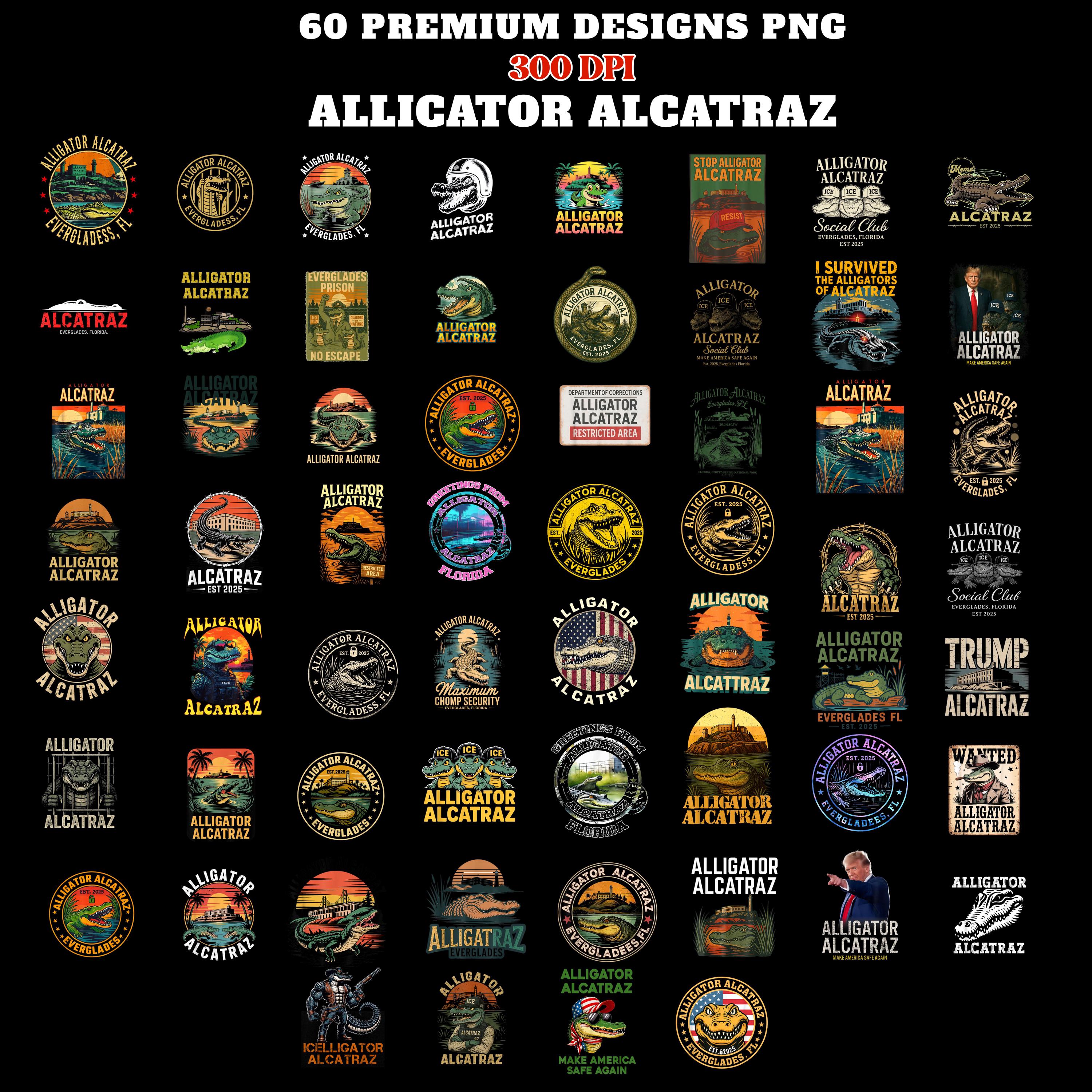 Funny Alligator Alcatraz PNG Bundle: Florida Everglades Parody (digital ...
