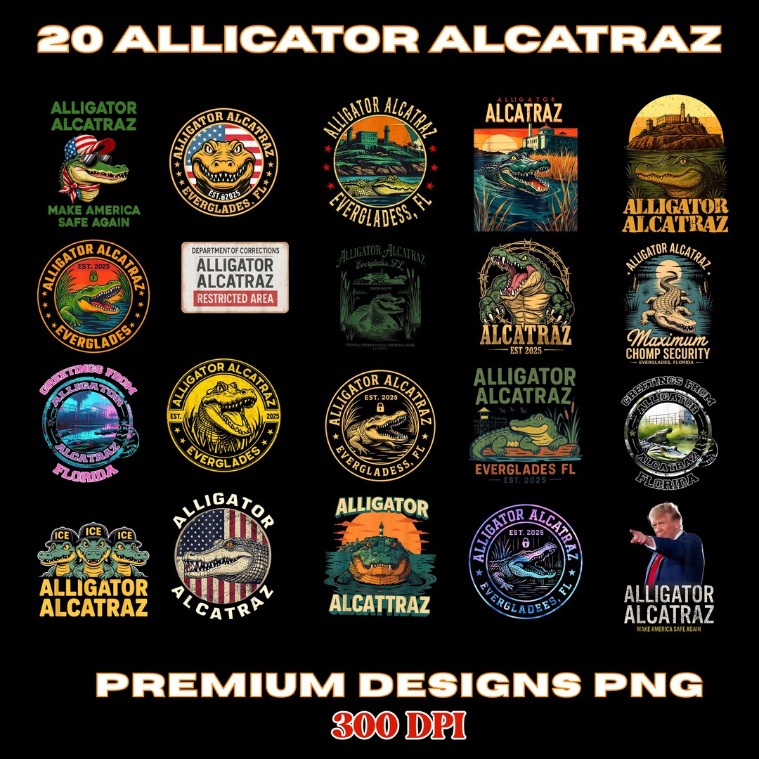 Funny Alligator Alcatraz PNG Bundle: Florida Meme Designs (digital ...