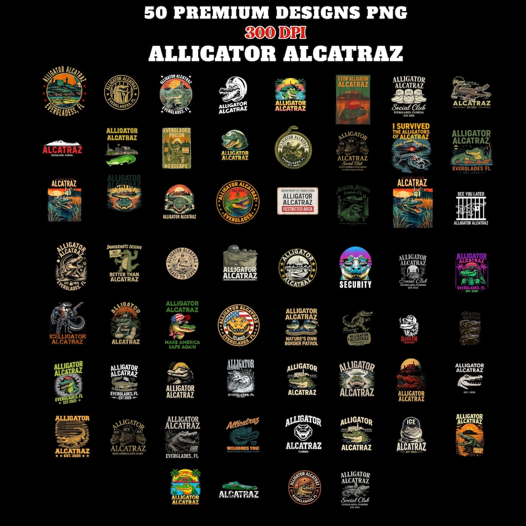 Funny Alligator Alcatraz PNG Bundle: Florida Meme Clipart (digital ...