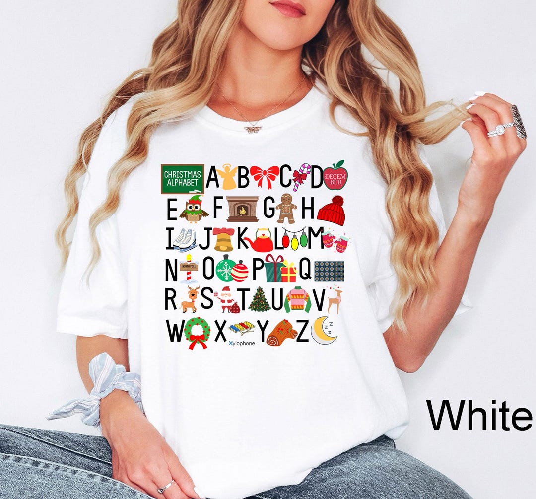 Alphabet Christmas Shirt, Alphabet Shirt, Kindergarten Teacher Shirt ...