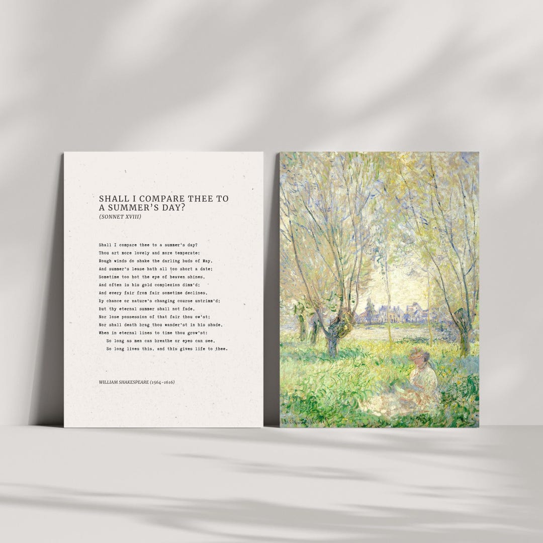 Shakespeare Sonnet 18 Poem and Monet Painting | Romantic Vintage Wall ...