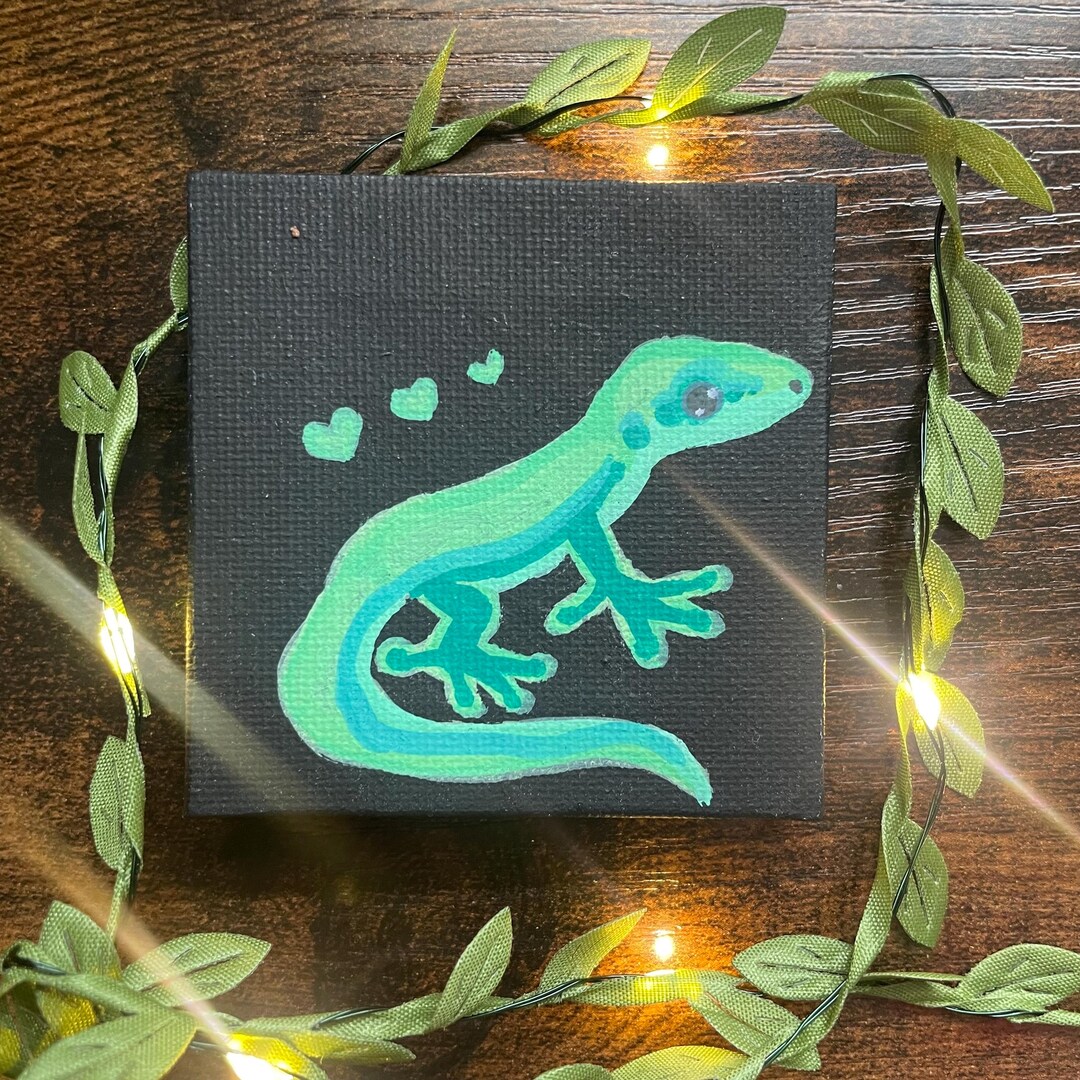 Tiny Traditional Gecko Painting Little Lizard - Etsy