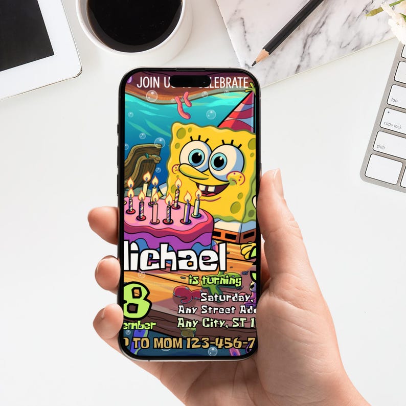 Editable Spongebob Birthday Invitation, Digital Spongebob Party Invite ...