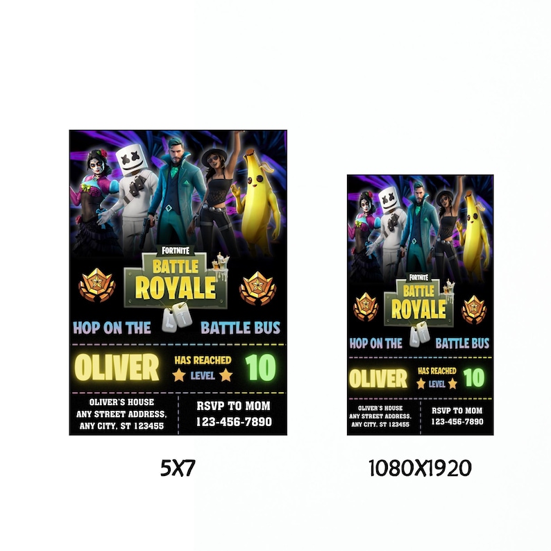 Editable Fort Game Birthday Invitation, Battle Royale Party Invite ...