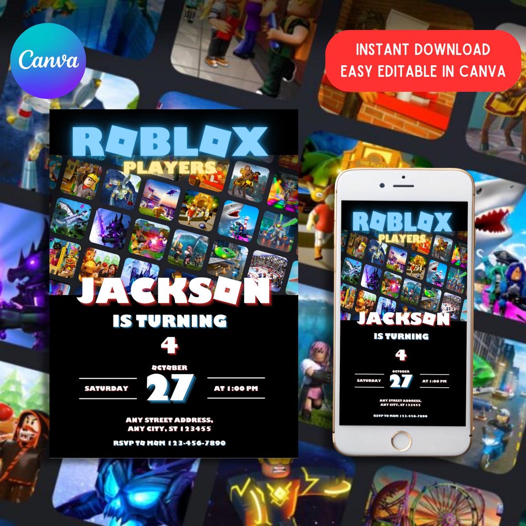 Roblox Invitation, Roblox Invite, Game Birthday, Roblox Boy Birthday ...