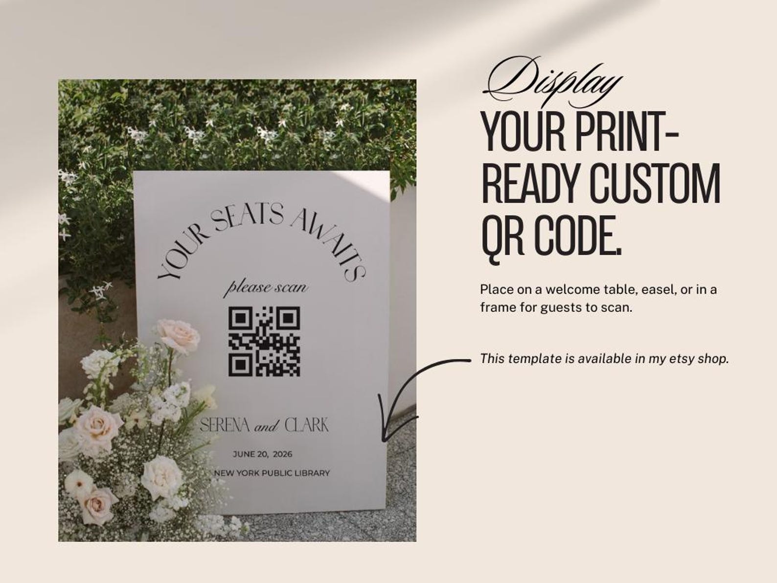 Wedding QR Seating Chart • Black & White Elegant Table Finder With ...