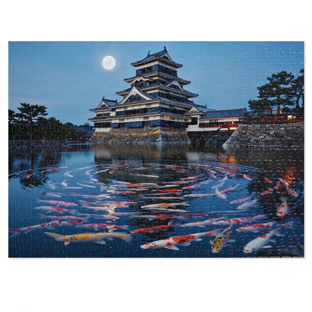 Jigsaw Puzzle: Koi Fish and Japanese Castle, Relaxing Activity, Zen ...