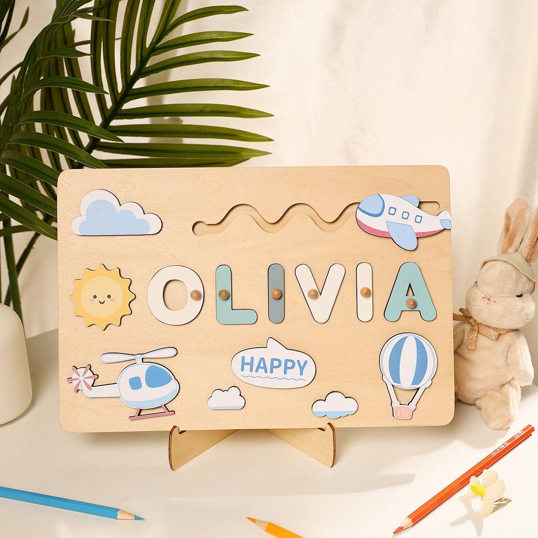 Wooden Busy Board Puzzle, Personalized Preschool Puzzle Toys for Baby ...