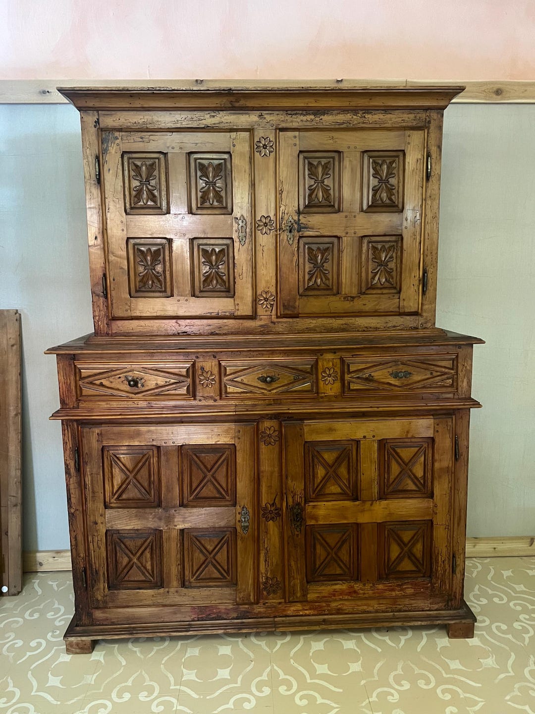 Antique Spanish Style Carved Cabinet- Louis XIII Buffet - Etsy