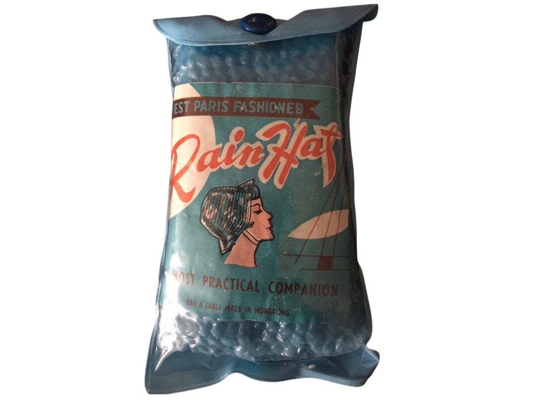 Vintage Rain Hat - Plastic Rain Cap - Hair Cover up - Waterproof Hat - Etsy