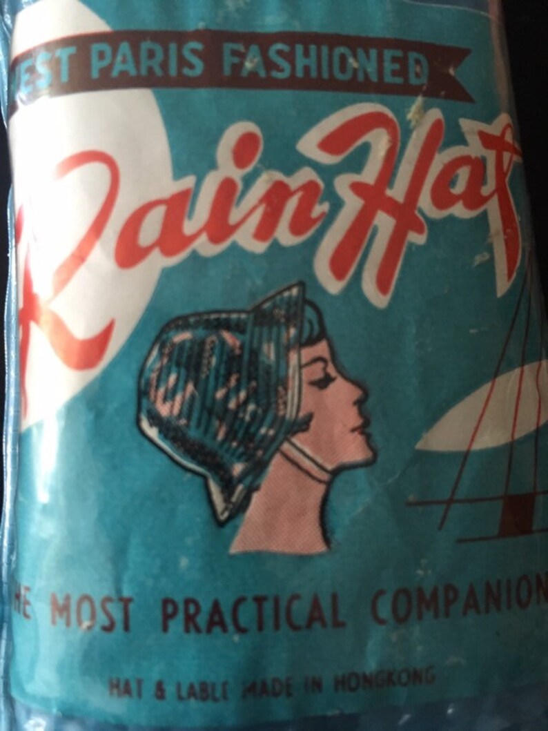 Vintage Rain Hat Plastic Rain Cap Hair Cover up - Etsy