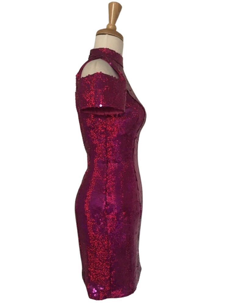 Vintage Sequin Mini Dress Bodycon Wiggle Dress Open Back - Etsy