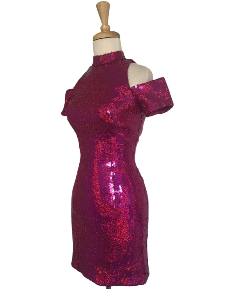 Vintage Sequin Mini Dress Bodycon Wiggle Dress Open Back - Etsy