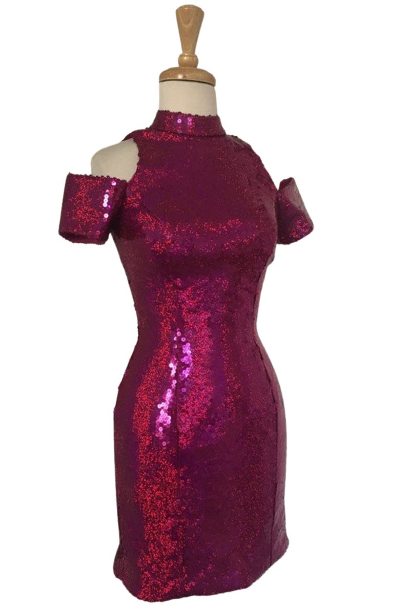 Vintage Sequin Mini Dress Bodycon Wiggle Dress Open Back - Etsy
