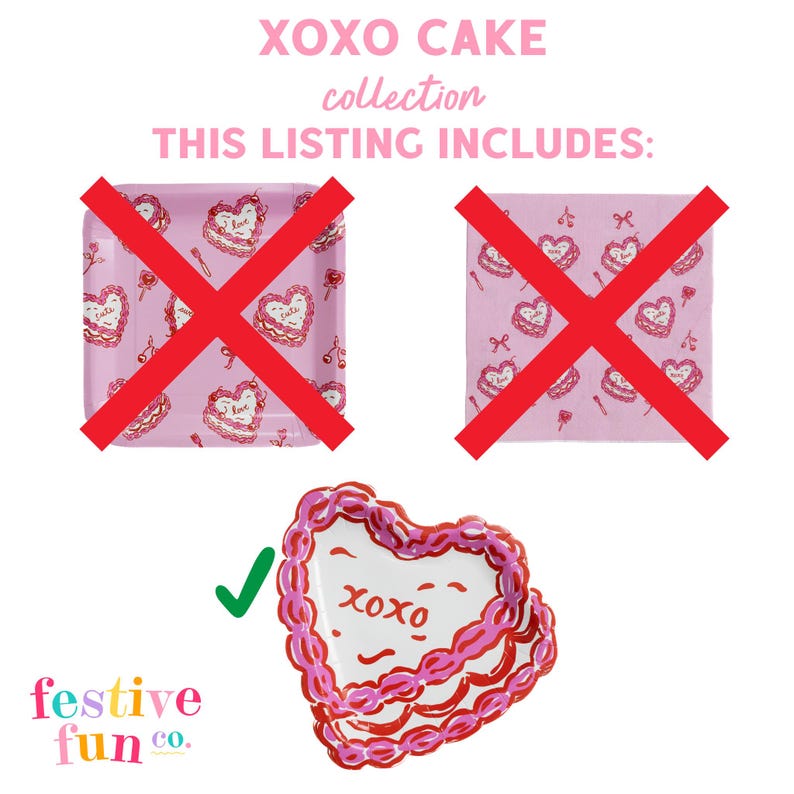 XOXO Heart Cake Plates | Valentine's Party, Galentine's & Girls ...