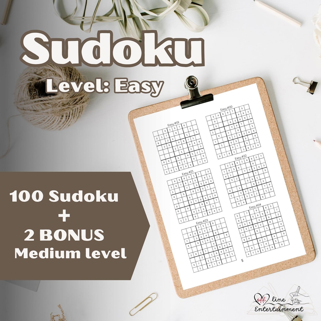 Sudoku Puzzles for Adults Easy Level Sudoku Printable Digital Workbook ...