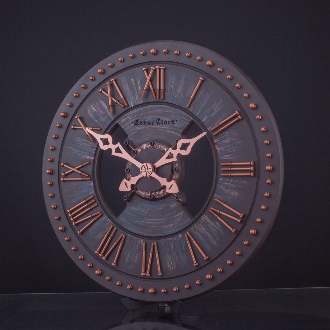 Midnight Blue & Copper Wooden Wall Clock: Unique Home Decor - Etsy