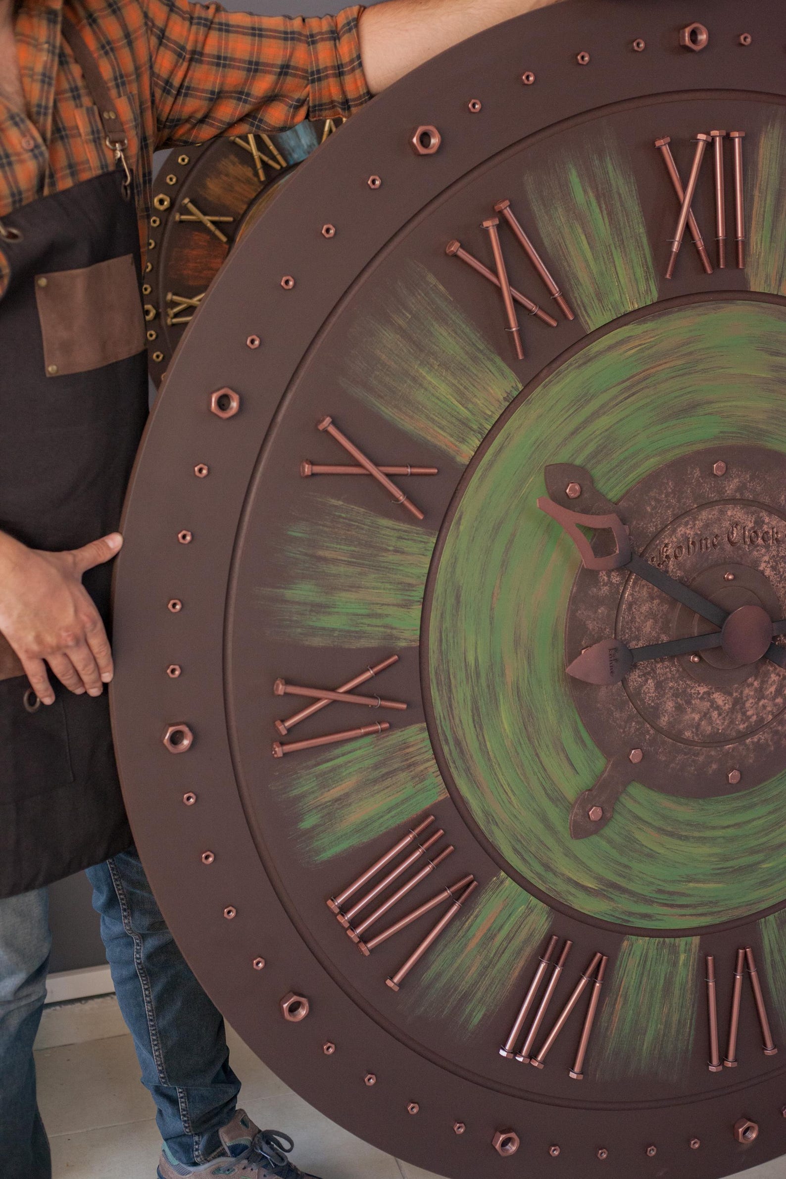 Giant Wall Clock | Extra Large Wall Clock | 57inch/145cm Green & Cupper ...