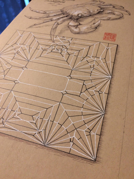 Shore Crab: Illustrated Crease Pattern — Brian Chan Designs