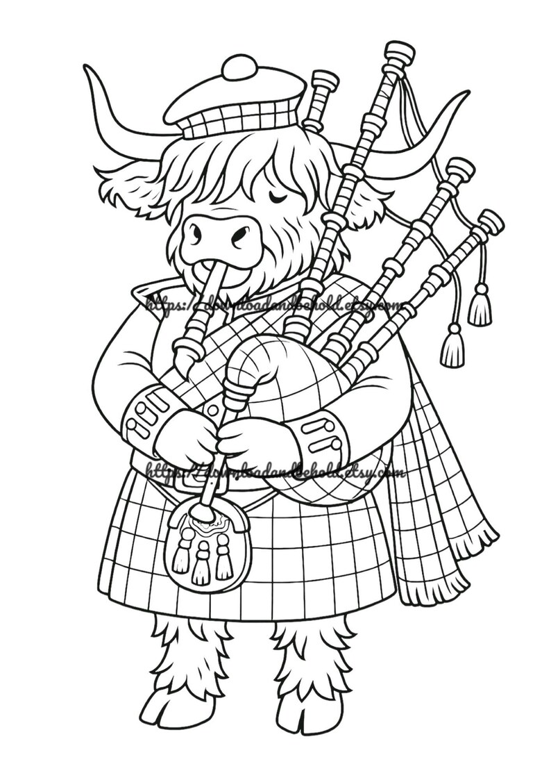 Printable Scottish Colouring Book, Digital Download, Highland Cows ...