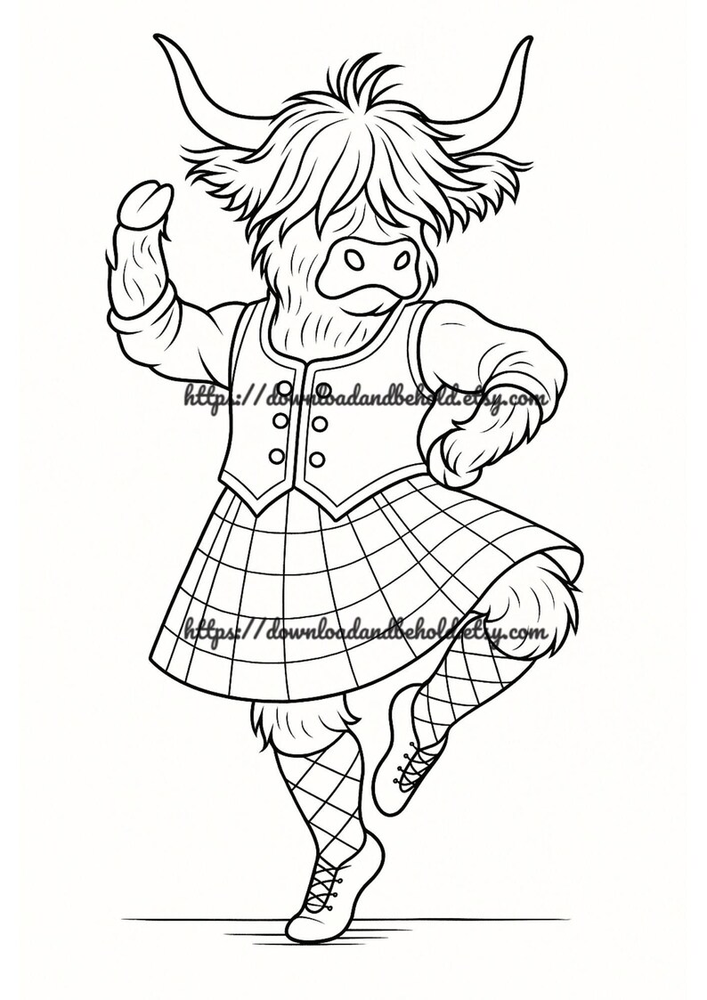 Printable Scottish Colouring Book, Digital Download, Highland Cows ...