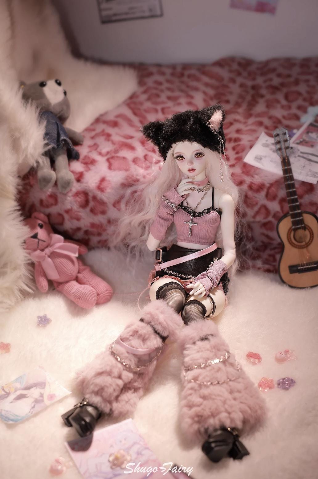 1/4 BJD Doll Fullset Pastel Punk Style Pink Cyber - Etsy