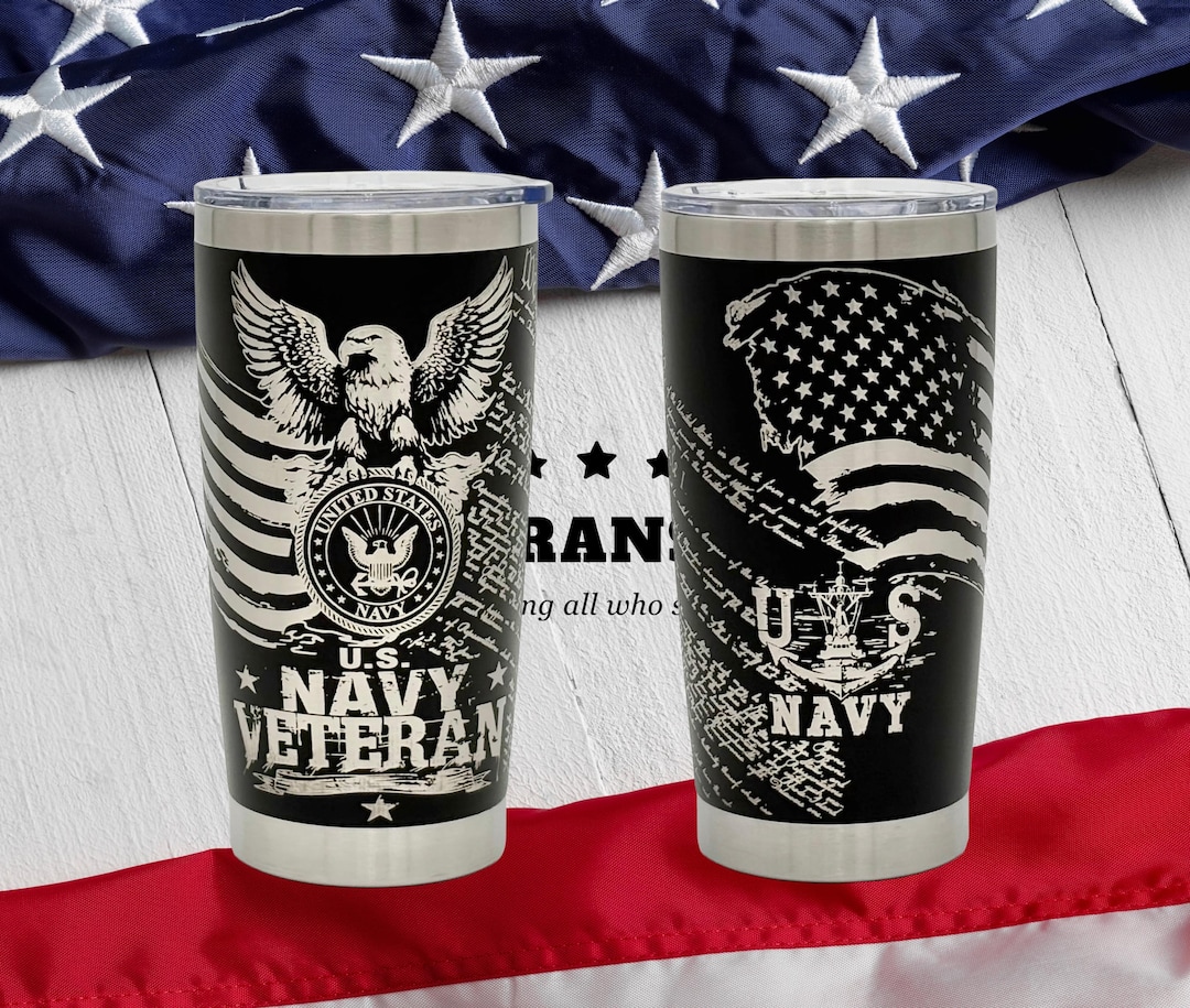 Personalized Navy Veteran Yeti Tumbler / 20oz Custom Laser Engraved ...