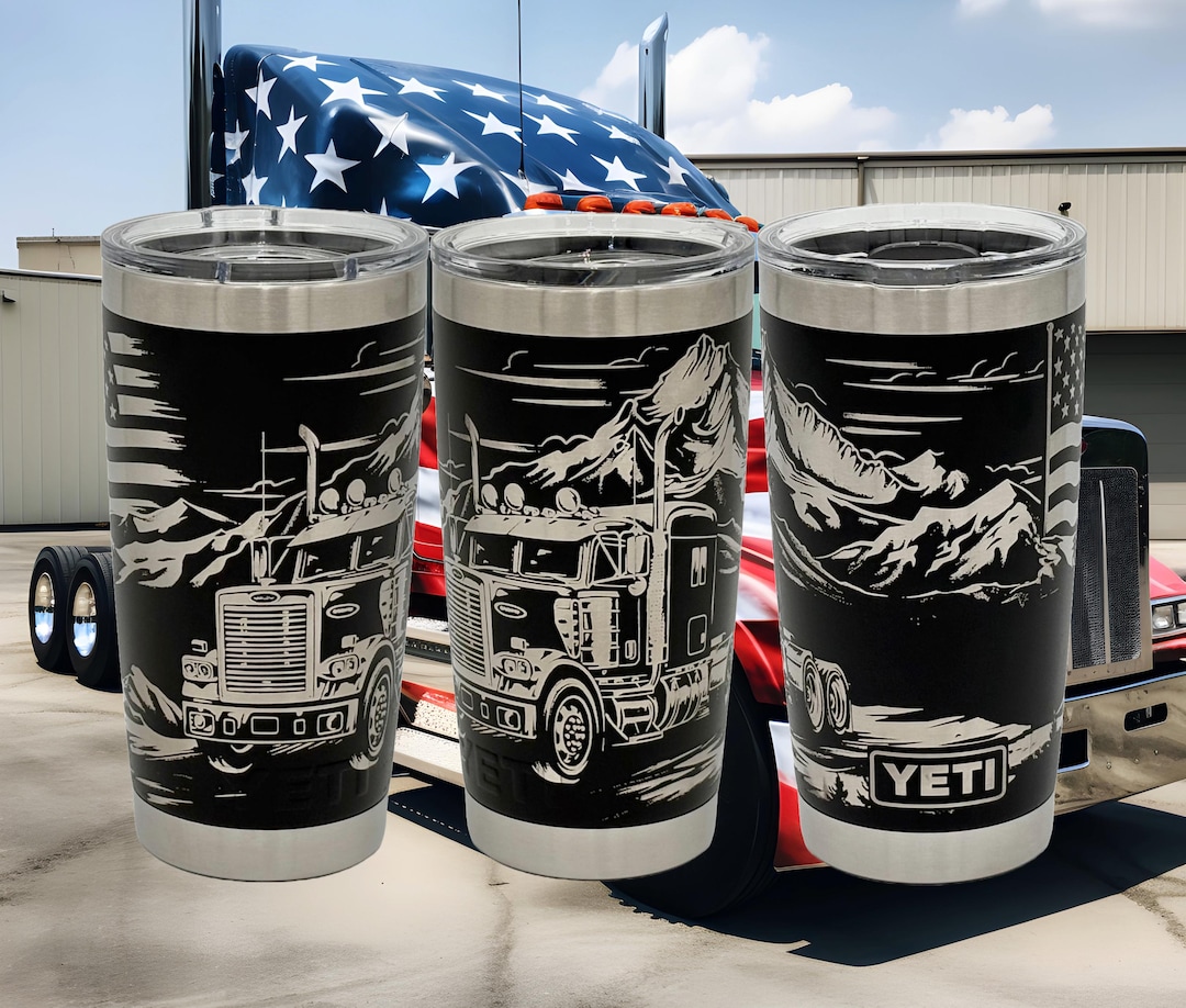 Trucker Yeti Tumbler /personalized Laser Engraved Truck Driver American ...