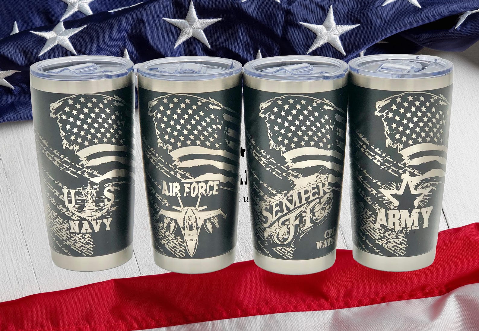 Personalized Navy Veteran Yeti Tumbler / 20oz Custom Laser Engraved ...