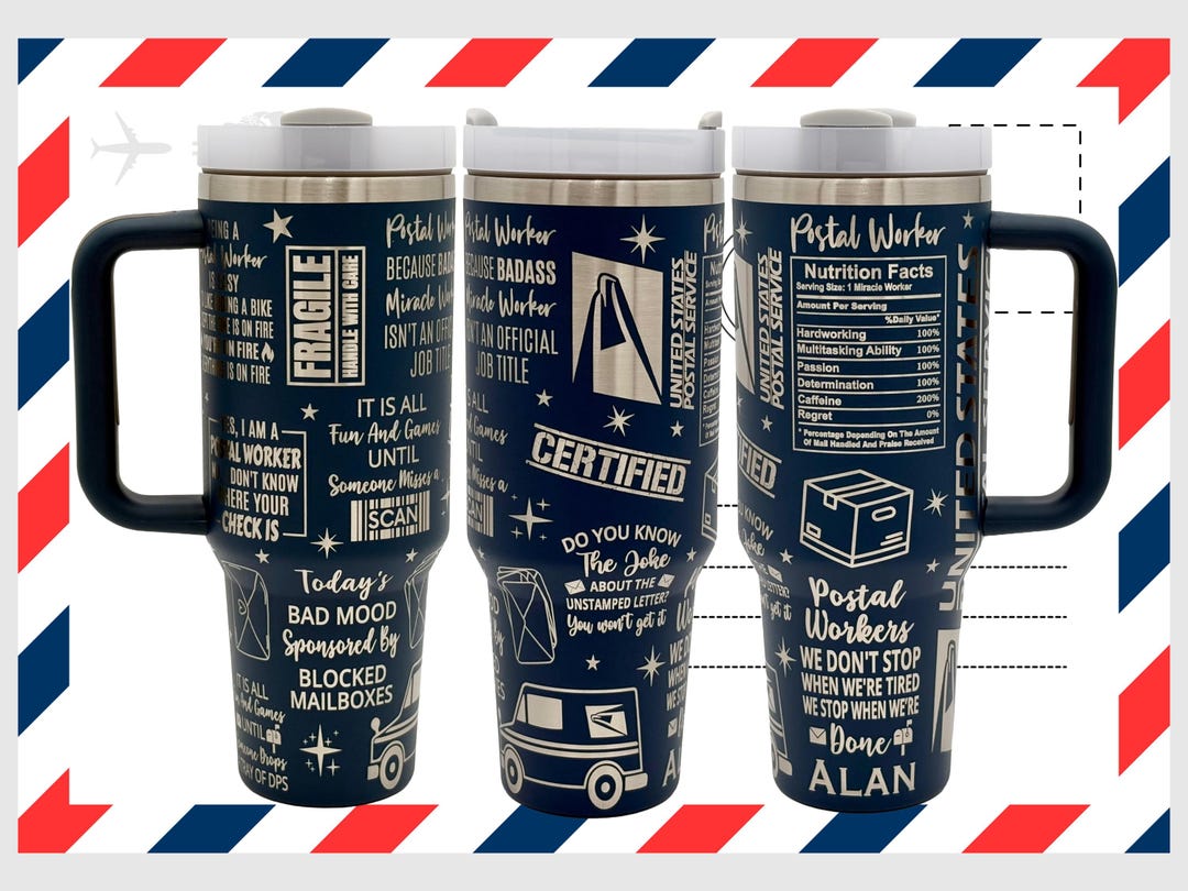 Personalized Postal Worker 40oz Tumbler / Laser Engraved USPS Postal ...